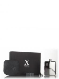 Half-bottle of X Flasks - Silver Flask with Black Leather Pouch Single ...
